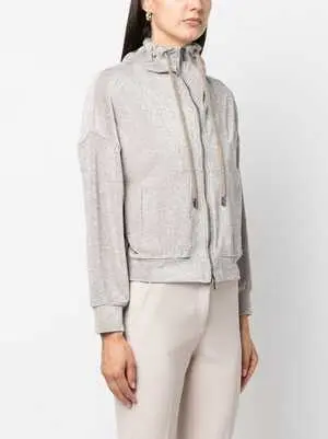 Peserico Metallic Hooded Bomber Jacket