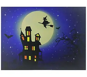 NORTHLIGHT Witch In The Moon Halloween Canvas W All Art - One-color