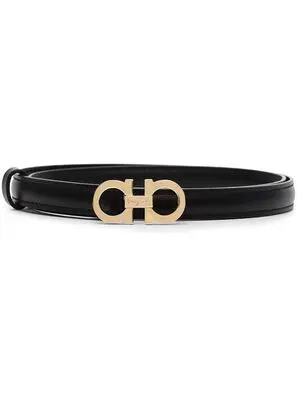 FERRAGAMO Gancini Leather Belt - Black