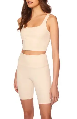 Susana Monaco Rib Scoop Neck Crop Tank