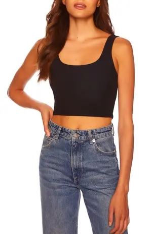 Susana Monaco Ribbed Scoop Neck Crop Tank