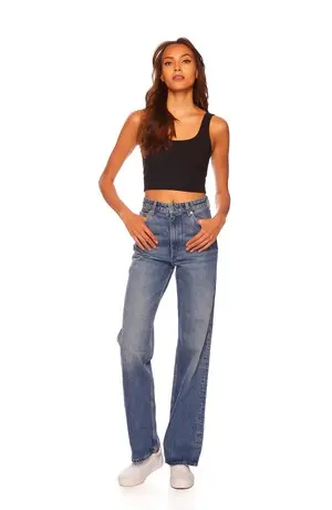 Susana Monaco Ribbed Scoop Neck Crop Tank