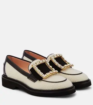 ROGER VIVIER Wool Bouclé Loafers With Embellished Buckle