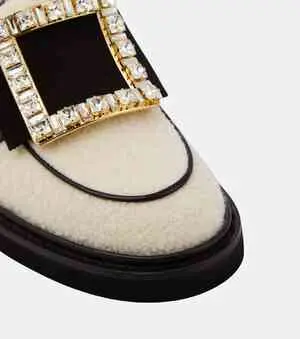 ROGER VIVIER Wool Bouclé Loafers With Embellished Buckle