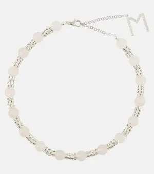 Magda Butrym Embellished Necklace With Rose Quartz - Pink