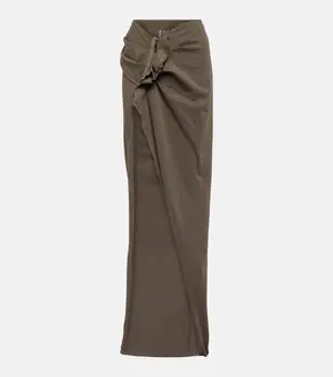 Rick Owens Gathered Cotton Maxi Skirt - Brown