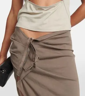 Rick Owens Gathered Cotton Maxi Skirt - Brown