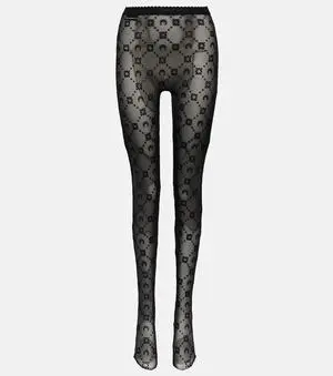 MARINE SERRE Crescent Moon Jacquard Tights - Black