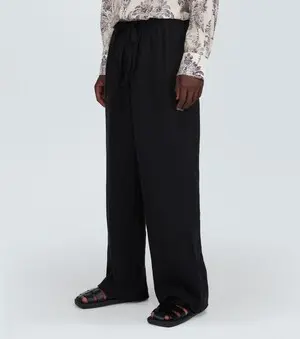 Commas Wide-leg Linen Pants - Black