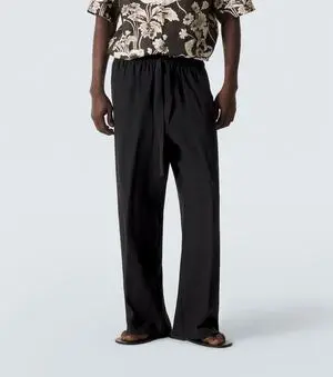 Commas Name Wide-leg Linen Pants - Black
