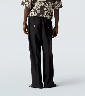 Commas Name Wide-leg Linen Pants - Black