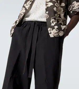 Commas Name Wide-leg Linen Pants - Black