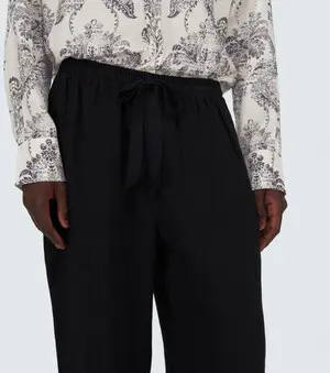 Commas Wide-leg Linen Pants - Black