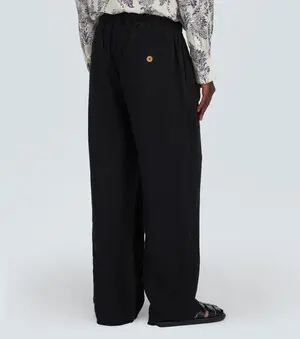 Commas Wide-leg Linen Pants - Black