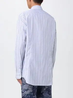 Etro Shirt In Striped Cotton - Blue