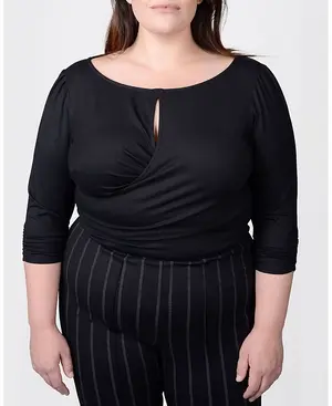 MAYES NYC Tamara Keyhole Wrap Top - Black