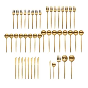 HAMPTON FORGE Zephyr 45 Piece Flatware Set - Gold