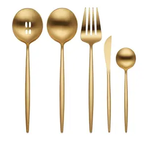 HAMPTON FORGE Zephyr 45 Piece Flatware Set - Gold