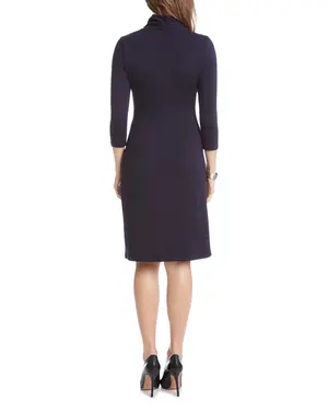 Karen Kane Cascade Faux Wrap Dress - Navy
