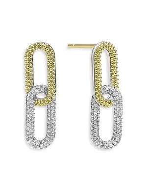 Lagos 18k Yellow Gold & Sterling Silver Diamond Drop Earrings - Silver/gold