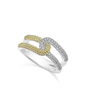 Lagos 18k Yellow Gold & Sterling Silver Diamond Statement Ring - Silver/gold