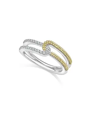 Lagos 18k Yellow Gold And Sterling Silver Caviar Diamond Statement Ring - Silver/gold