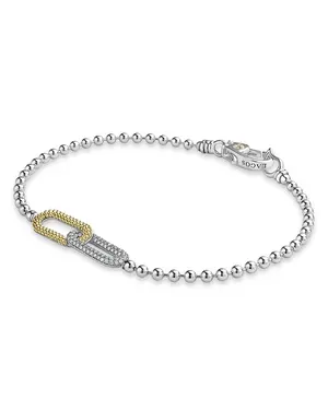 Lagos 18k Yellow Gold And Sterling Diamond Link Bracelet