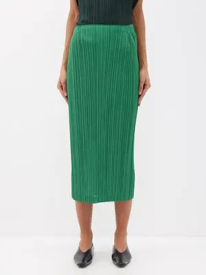 Issey Miyake Pleats Please Issey Miyake - Technical-pleated Midi Skirt - Womens - Green - Green