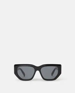 Stella McCartney Logo Cat-eye Sunglasses - Glossy Black And Gold
