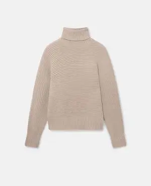 Stella McCartney Rib-knit Regenerated Cashmere Cape Jumper - Oat