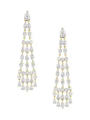 Adriana Orsini Feliz Sterling Silver & Cubic Zirconia Linear Chandelier Earrings - Gold