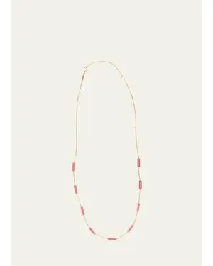KAMAL Bar Chain Necklace With Gemstones Pink Agate