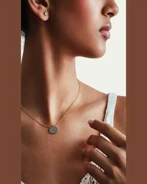 KAMAL Eye Adore Black Diamond Pavé Pendant Necklace, 15mm - Gold