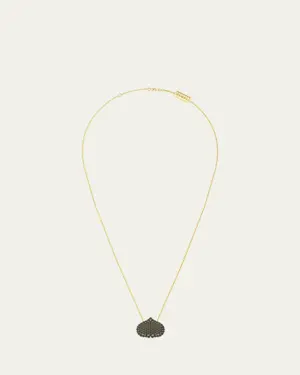 KAMAL KAMAL Eye Adore Black Diamond Pavé Pendant Necklace, 15mm Yellow Gold