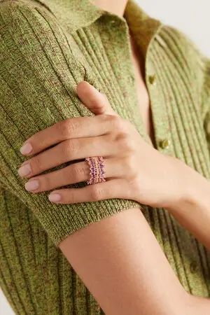 SUZANNE KALAN Triple Row Eternity 18-karat Rose Sapphire And Diamond Ring - Gold