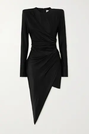 Alexandre Vauthier Asymmetric Draped Stretch-satin Mini Dress - Black