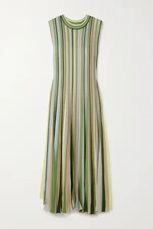 Christopher Esber Entwined Ribbon Striped Ribbed-knit Maxi Dress