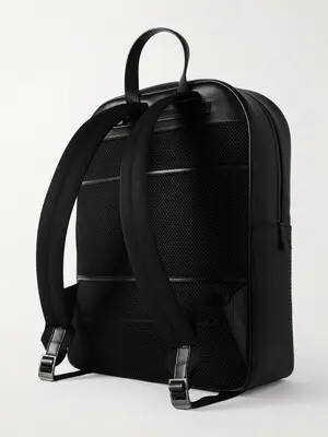 SERAPIAN Stepan Leather-trimmed Logo-embossed Coated-canvas Backpack