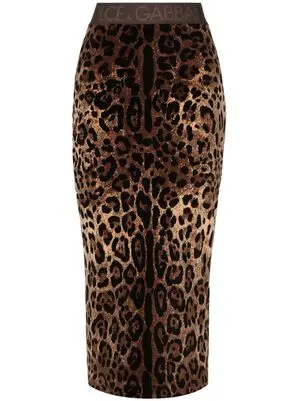 Dolce & Gabbana Leopard-print Chenille Midi Skirt