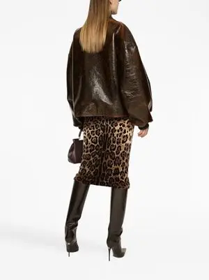 Dolce & Gabbana Leopard-print Chenille Midi Skirt