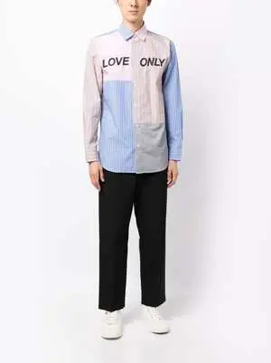PORTS V Slogan-print Patchwork Cotton Shirt - Multicolour