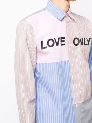 PORTS V Slogan-print Patchwork Cotton Shirt - Multicolour