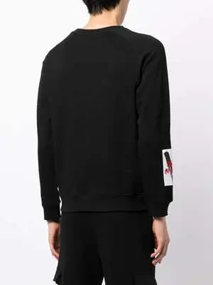 PORTS V Logo-print Paint-splatter Sweatshirt - Black