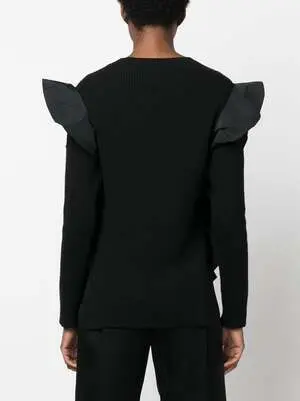 Red Valentino Ruffle-detail Ribbed-knit Top