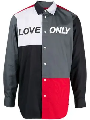PORTS V Slogan-print Patchwork Cotton Shirt