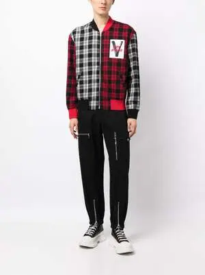 PORTS V Mix-plaid Cotton Bomber Jacket