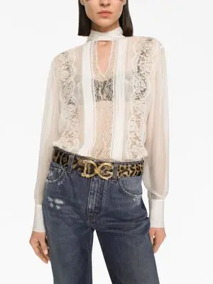 Dolce & Gabbana Chantilly Lace Pussy-bow Blouse