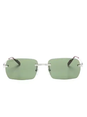 CARTIER Rectangle-frame Tinted Sunglasses - Silver