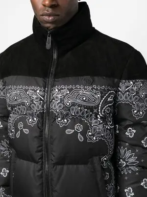 Philipp Plein Bandana-print Padded Jacket - Black