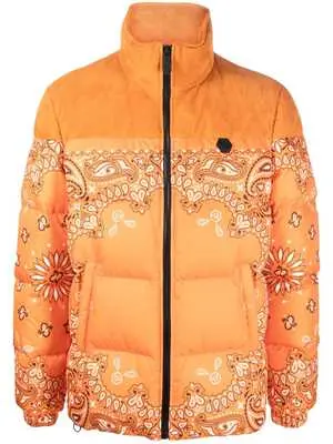 Philipp Plein Bandana Print Padded Jacket - Orange